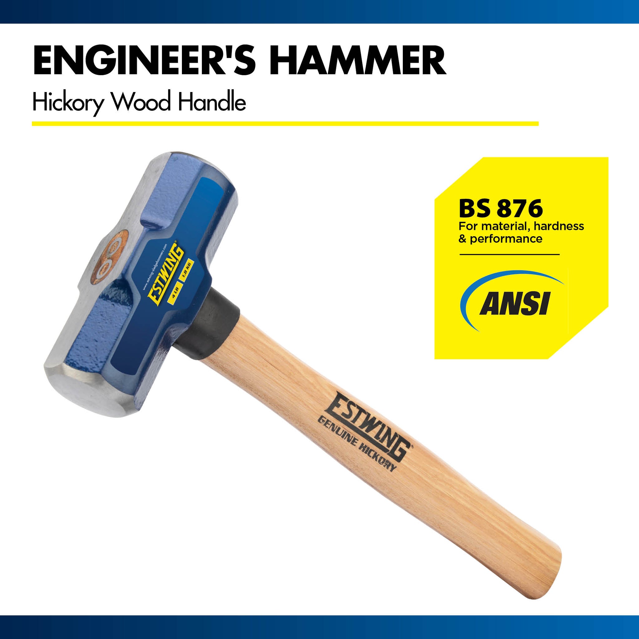 Engineer Hammer with 14" Hickory Wood Handle, 2.5 or 4 lb Head – Estwing Manufacturing Company ...